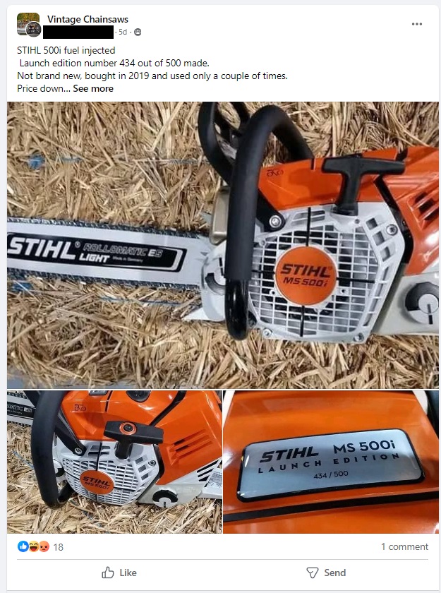 Rare STIHL 500i Launch Edition Chainsaw (Only 500 Worldwide)