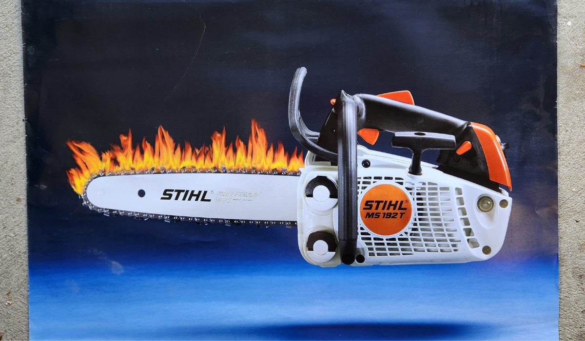 Vintage STIHL Posters: MS 192 T, 036 QS, FarmBoss, MiniBoss